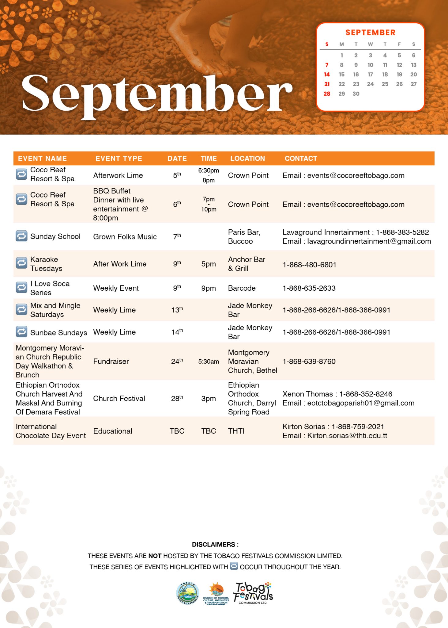 SEPTEMBER 2025 - Tobago Festivals Commission Ltd.