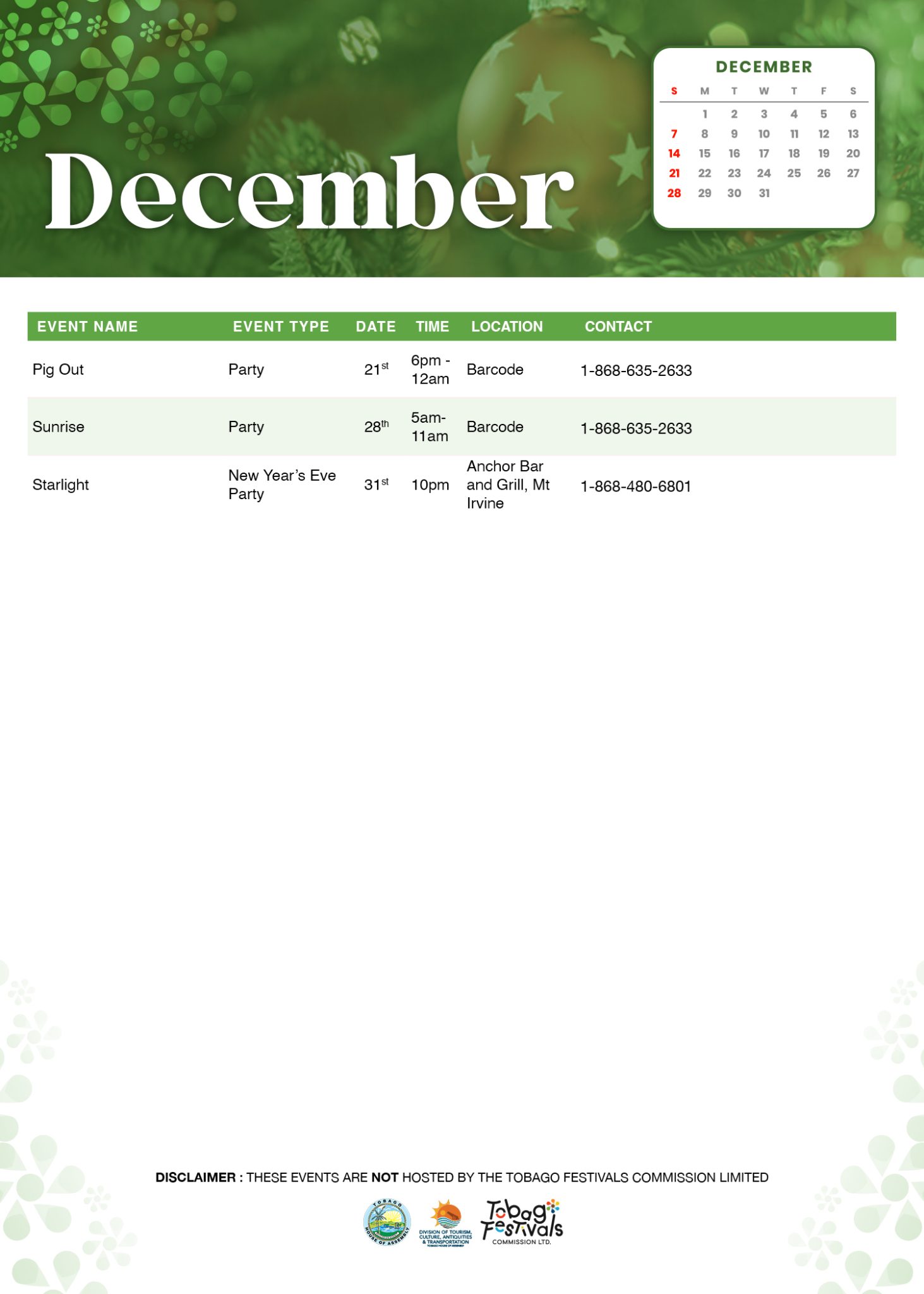 DECEMBER 2025 - Tobago Festivals Commission Ltd.